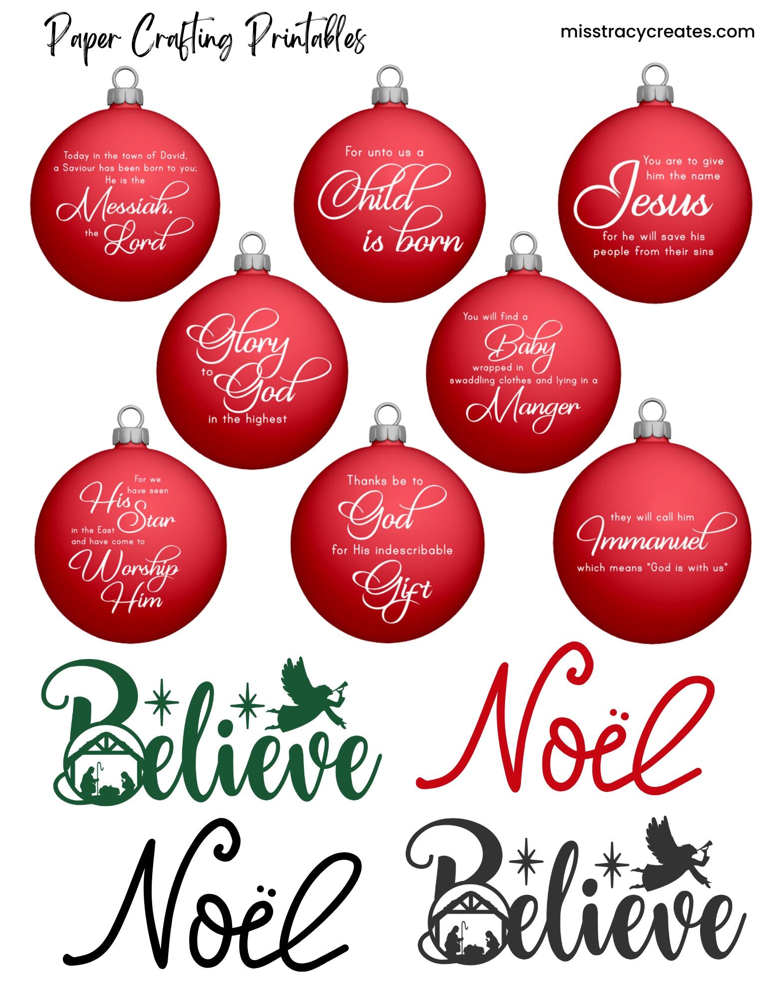 Believe Noel - Paper Crafting Printable – Miss Tracy Creates