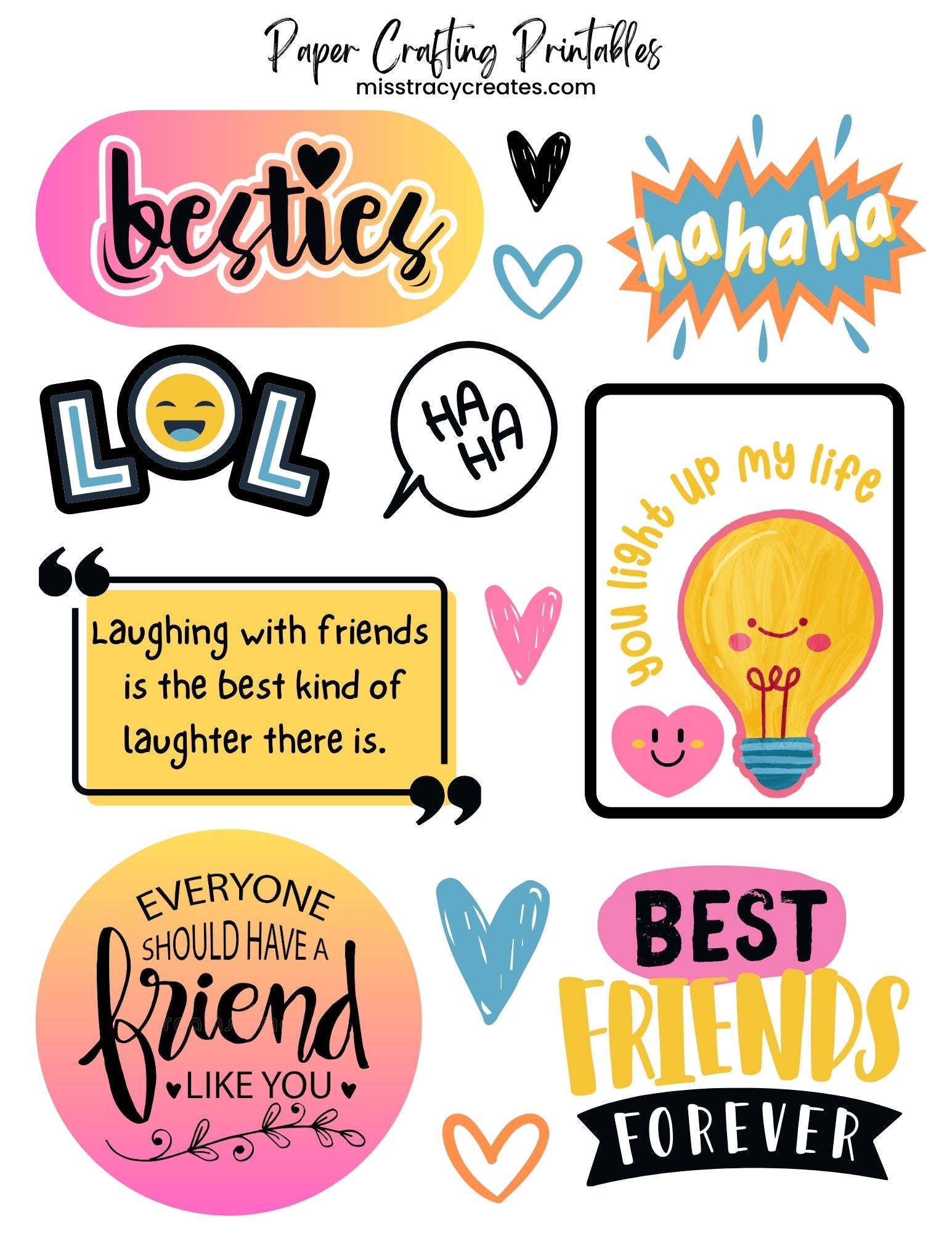 Besties - Paper Crafting Printable – Miss Tracy Creates
